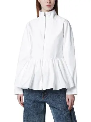 Alaïa Cotton Poplin Peplum Jacket - White