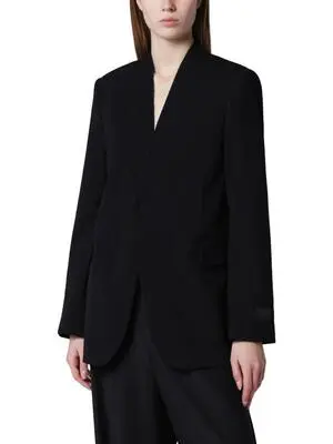 MAISON MARGIELA Collarless Wool-blend Blazer - Black