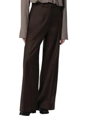 THE FRANKIE SHOP Flannel Wide Leg Trousers Brown