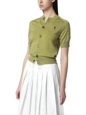 AMI Paris De Coeur Wool Cardigan - Green