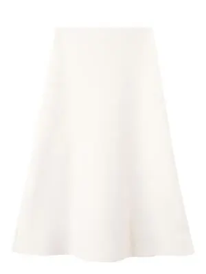 Mango Flared Knit Knee Length Skirt - Off White