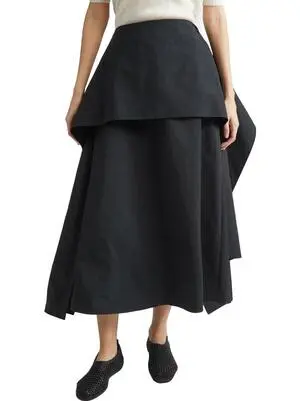 EENK Layered Cotton & Nylon Skirt - Black