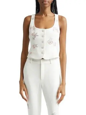 Cinq À Sept Blooming Beaded Vest - Ivory Multi