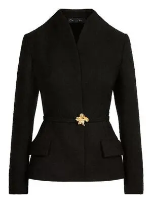 Oscar De La Renta Belted Tweed Jacket - Black