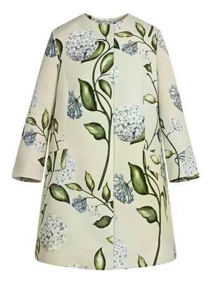 Oscar De La Renta Porcelain-flower Crew-neck Coat - Neutrals