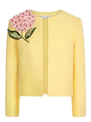 Oscar De La Renta Flower-embroidered Jacket - Yellow