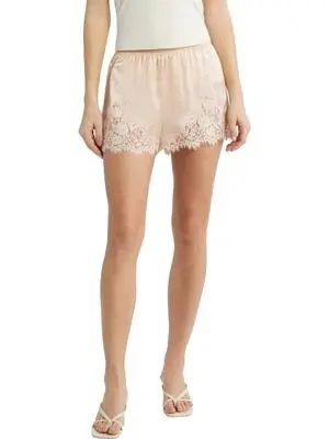 DÔEN Iona Lace-Trimmed Silk Satin Shorts