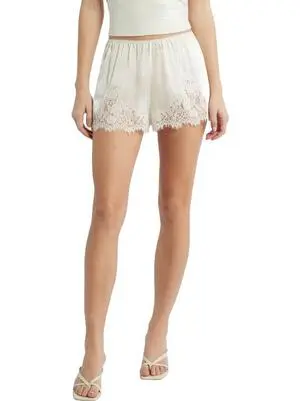 DÔEN Iona Lace-trimmed Silk Satin Shorts - Sea Salt
