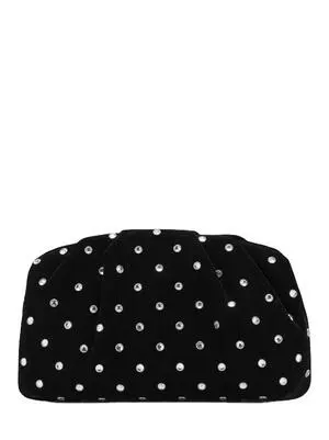 Mango Rhinestone Velvet Clutch - Black