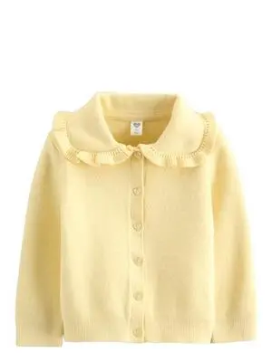 Nordstrom Ruffled Collar Cotton Cardigan - Yellow Pastel