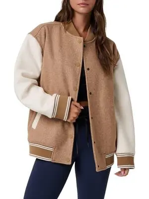 Travis Mathew Varsity Bomber Jacket - Heather Chestnut Multi