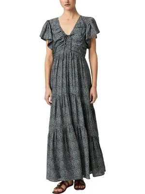 Paige Kinga Fit & Flare Maxi Dress - Navy Multi