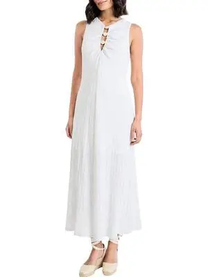 THE GOOD JOURNEY Cutout Rib Maxi Dress - Ivory/grey