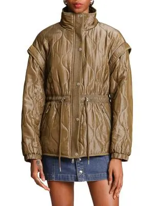 Avec Les Filles Quilted Drawstring Jacket - Seagrass