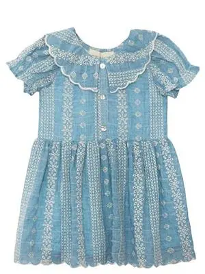 MABEL + HONEY Delicate Short Sleeve Dress - Blue