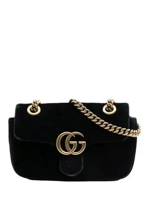 Gucci Gg Marmont Small Velvet Shoulder Bag - Black