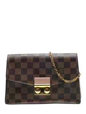 LOUIS VUITTON 2020 Damier Ebene Croisette Chain Wallet - Brown