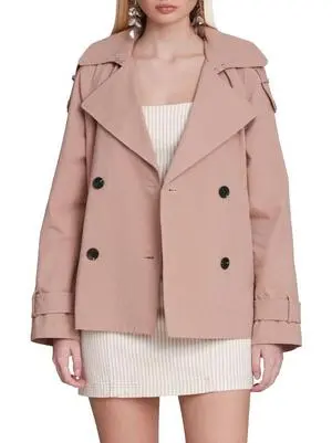 Avec Les Filles Double-breasted Short Trench Coat - Biscuit