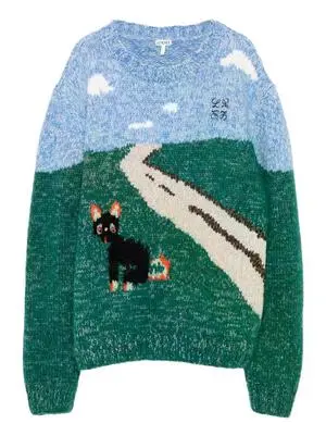 Loewe X Louis Wain Landscape-intarsia Sweater - Green