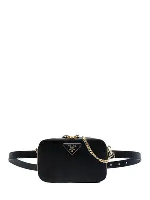 Prada Saffiano Odette Convertible Belt Bag Crossbody Bag - Black