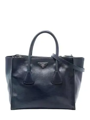 Prada Glace Calf Twin Pocket Satchel - Blue