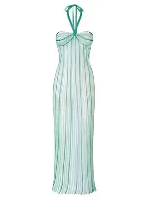 Missoni Missoni Striped Halter-Neck Beach Dress Blue