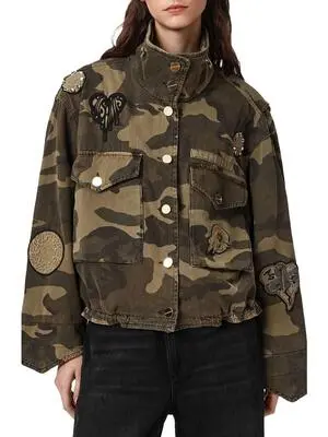 ALLSAINTS AllSaints Patch Detail Camo Print Cotton Jacket