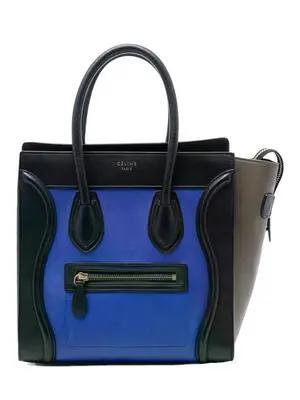 Celine 2014 Micro Tricolor Leather Luggage Tote Bag - Black
