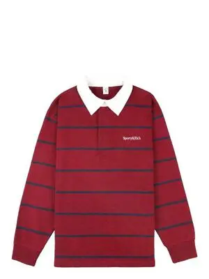 SPORTY & RICH Striped Long-sleeve Polo Shirt - Red