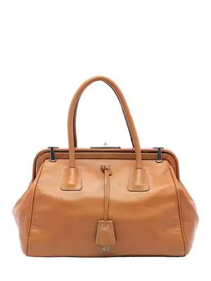 Prada 2000-2010 Goatskin Madras Cerniera Handbag - Brown