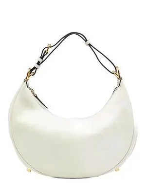 Fendi Small Leather Graphy Hobo Bag - White