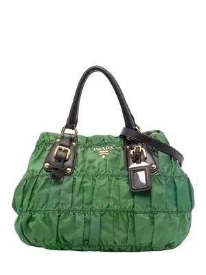 Prada Tessuto Gaufre Tote Bag - Green