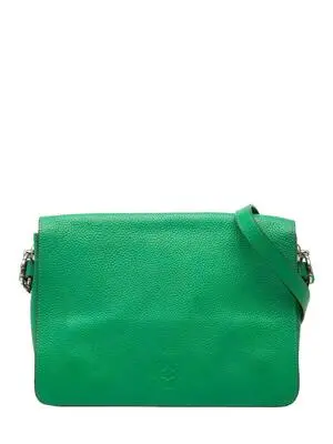 Loewe Pebbled Calfskin Anagram Flap Crossbody Bag - Green