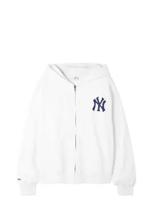 SPORTY & RICH 47 And New York Yankees Appliquéd Cotton-jersey Hoodie - White