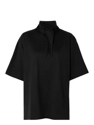 LEMAIRE Oversized Organic Cotton-jersey T-shirt With Scarf Detail - Black