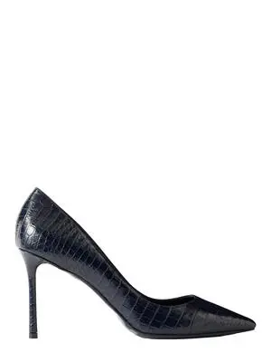 JIMMY CHOO Romy 85 Croc-effect Leather Pumps - Navy