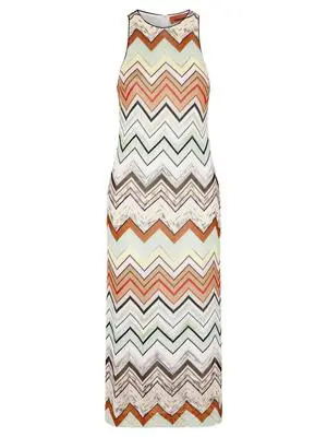 Missoni Striped Crochet-knit Midi Dress - White
