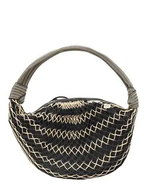 LEMAIRE Filt Fortune Croissant Leather-trimmed Fishnet Shoulder Bag - Black
