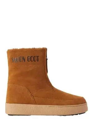 Moon Boot Lara Suede And Shearling Ankle Boots - Camel