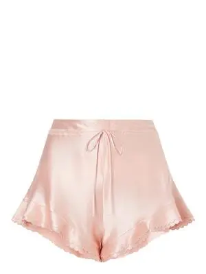 Saint Laurent Scalloped Silk-satin Shorts - Pink