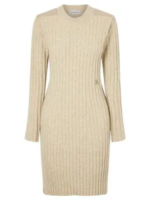 Burberry Ribbed Wool And Cashmere-blend Mini Dress - Green