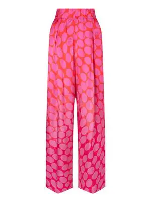 Dries Van Noten Dot-print Satin Wide-leg Pants - Pink