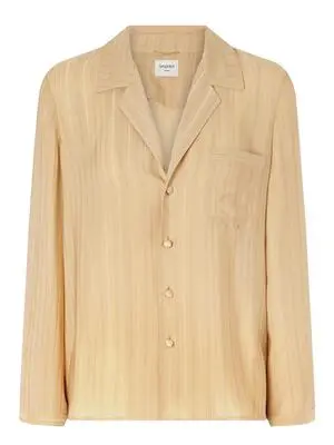 Saint Laurent Striped Silk-jacquard Shirt - Neutrals