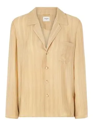 Saint Laurent Striped Silk-jacquard Shirt - Neutrals