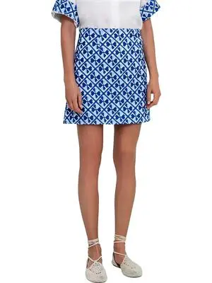 Greek Archaic Kori Printed A-line Mini Skirt - Blue