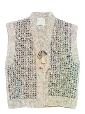 FORTE_FORTE Sleeveless Tweed Knit Cardigan - Grey