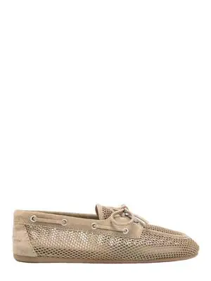 Miu Miu Deck Mesh Boat Loafers - Brown