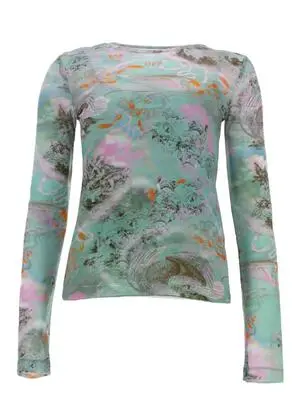 Off-White Patterned Top - Blue