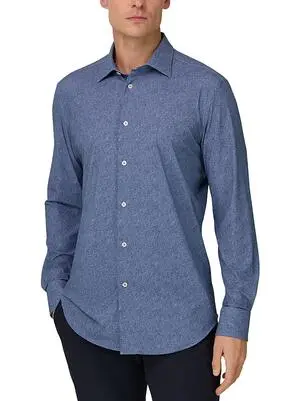 Boggi Milano Slim Fit Stretch Nylon Shirt - Medium Blue