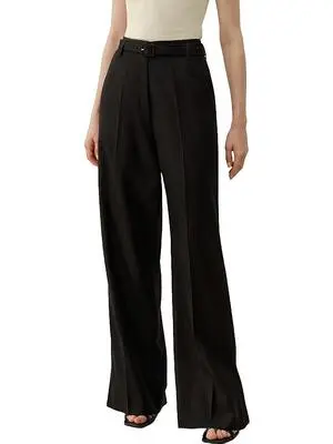 Lilysilk Silk Wool High-waisted Wide-leg Pants - Black